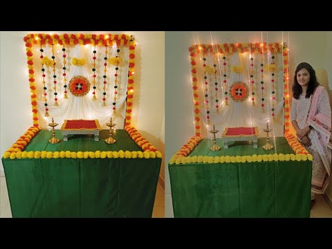 Ganpati decoration ideas at home/ simple & easy ganpati decoration ...