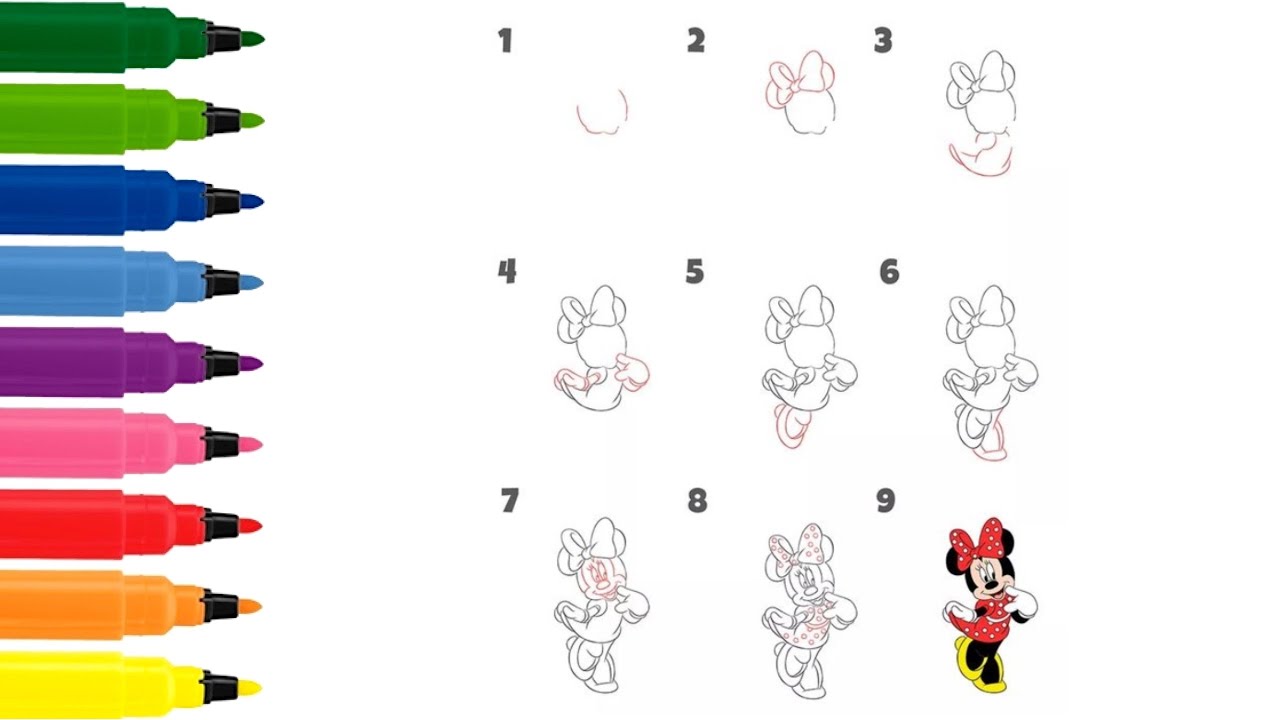 Drawing MINNIE MOUSE step by step | Educational Drawing | DIY - YouTube