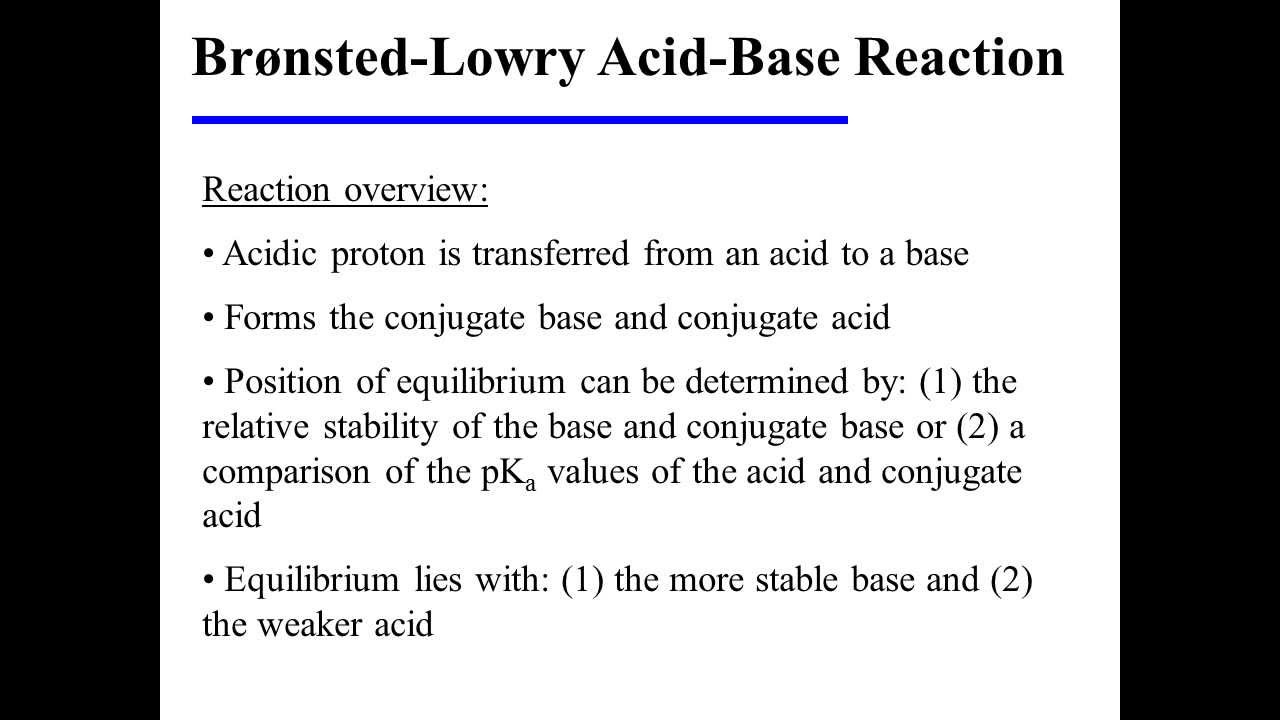 Bronsted-Lowry Acid-Base Reaction - YouTube