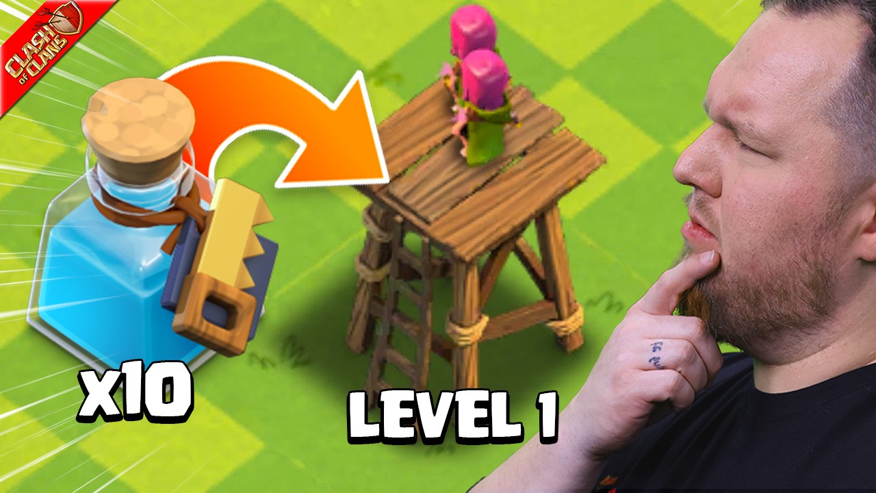 Upgrading Level 1 Archer Towers with 10 Builder Potions! - Clash of ...