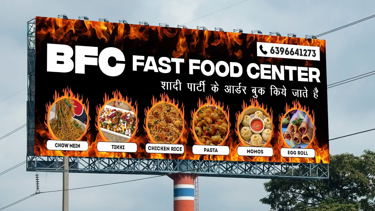 CorelDraw Tutorial | Fast Food Flex Banner Design | Amazing Flex Banner ...