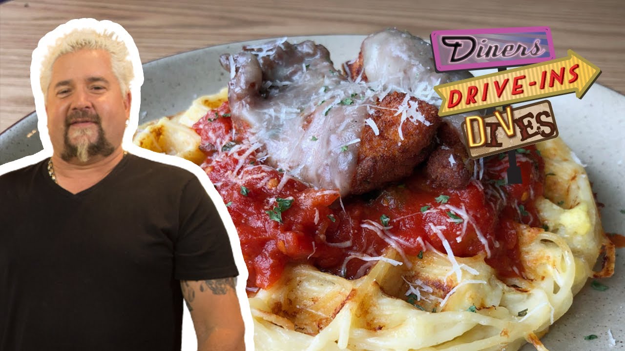 Guy Fieri Recreates Spaghetti WAFFLES | Diners, Drive-ins and Dives ...