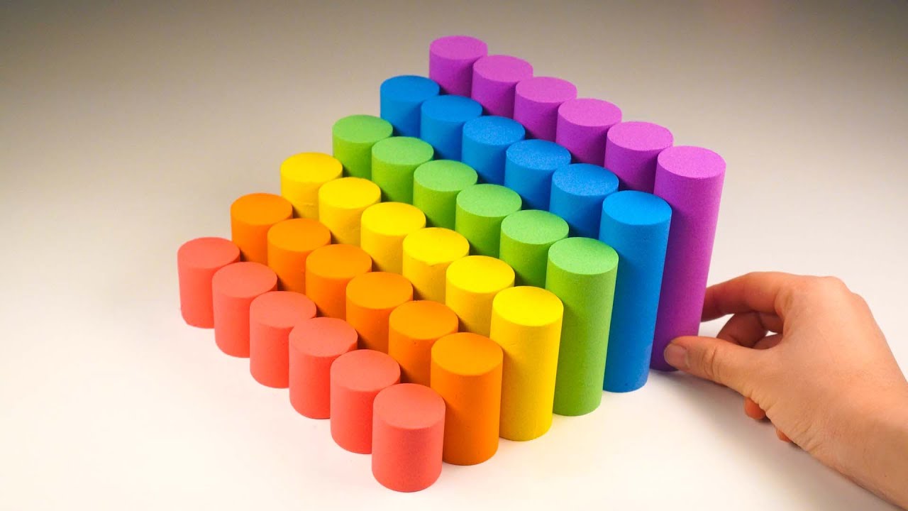 Satisfying Video l Kinetic Sand Stairs from Cylindrical Cutting ASMR #3 ...
