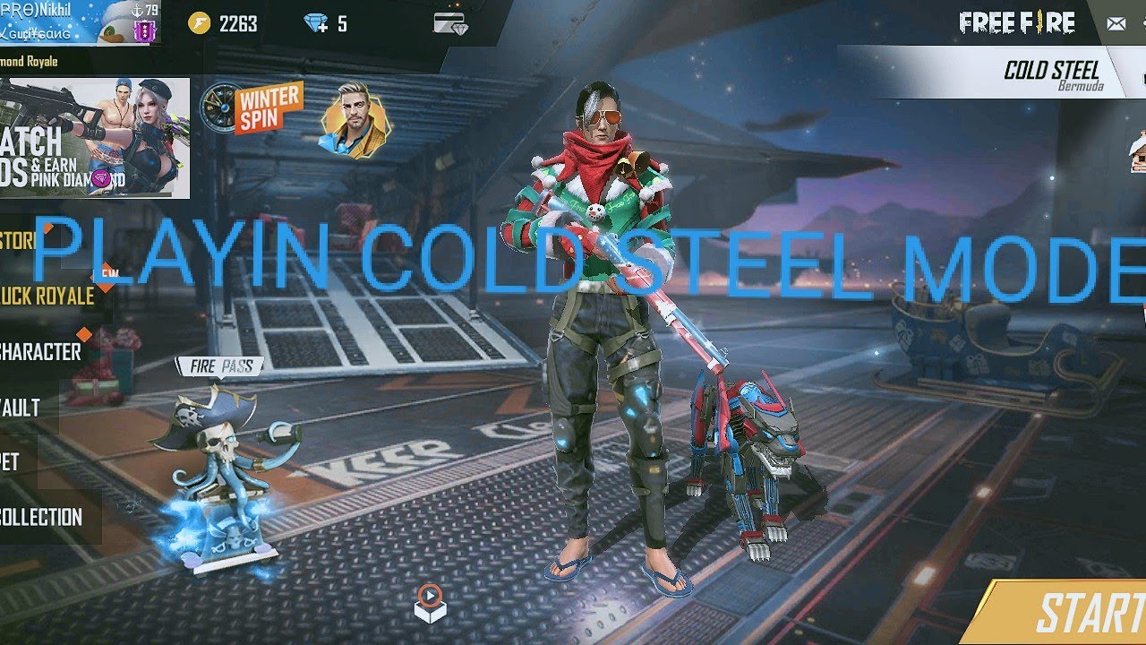 PLAYING FREE FIRE COLD STEEL ON 15 EECEMBER - YouTube