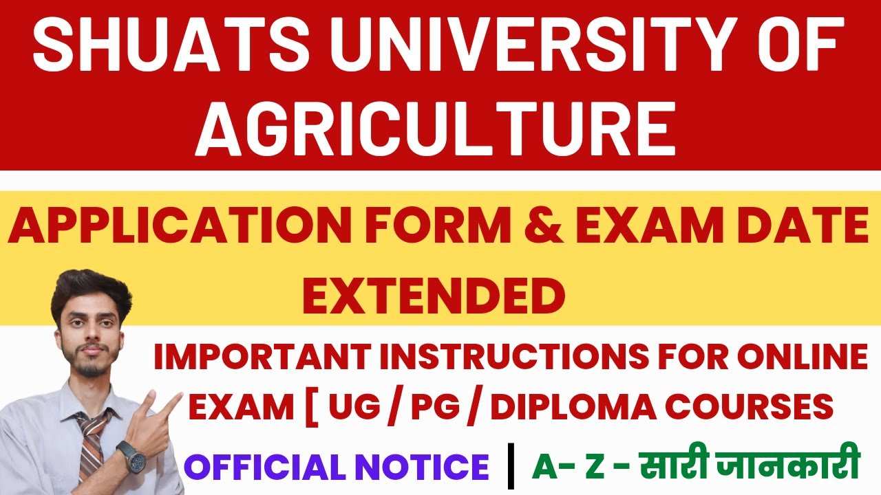 SHUATS University of Agriculture Technology & Science Application form ...
