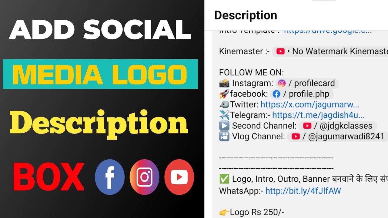 How To Add YouTube Logo Link In Description Box | Description Me ...