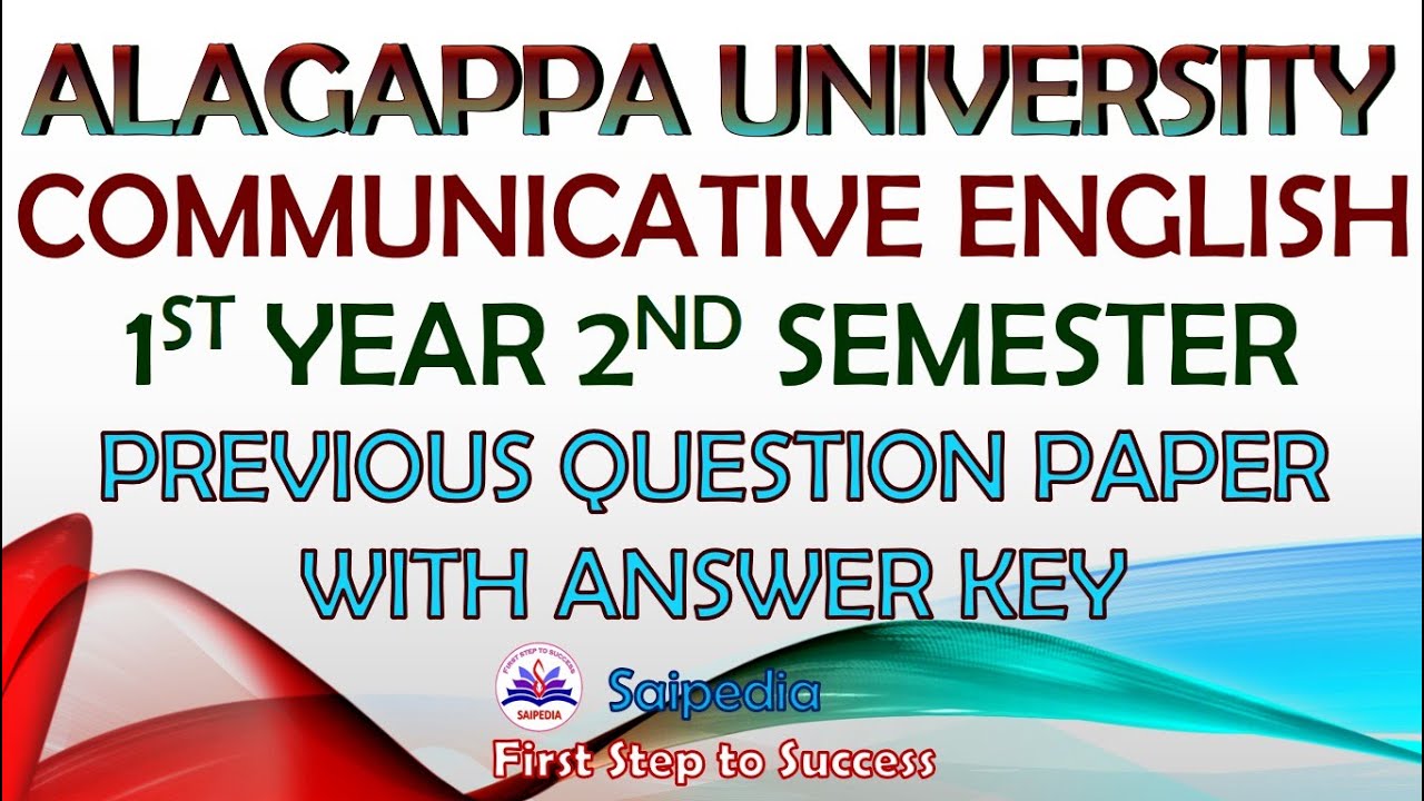 Alagappa University Communicative English Question Paper with Answer ...