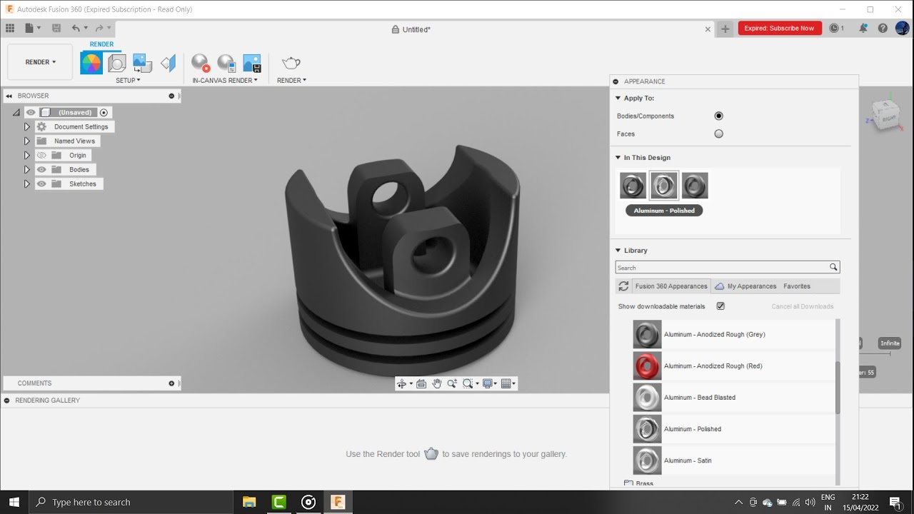 Cara membuat piston autodesk fusion 360 - YouTube