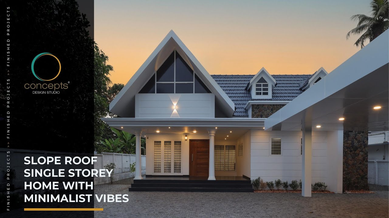 Slope roof single-storey contemporary home at Mavelikkara | Concepts ...