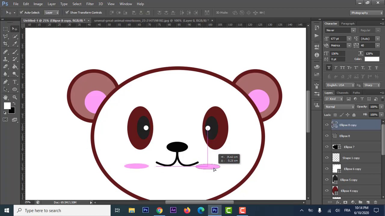 How to Draw a Panda in Photoshop : Basic Photoshop - YouTube
