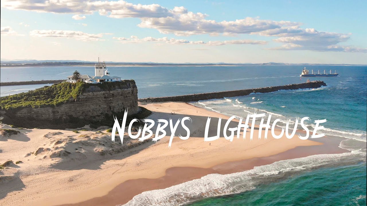 An aerial view of Nobbys Lighthouse, Newcastle, NSW. - YouTube