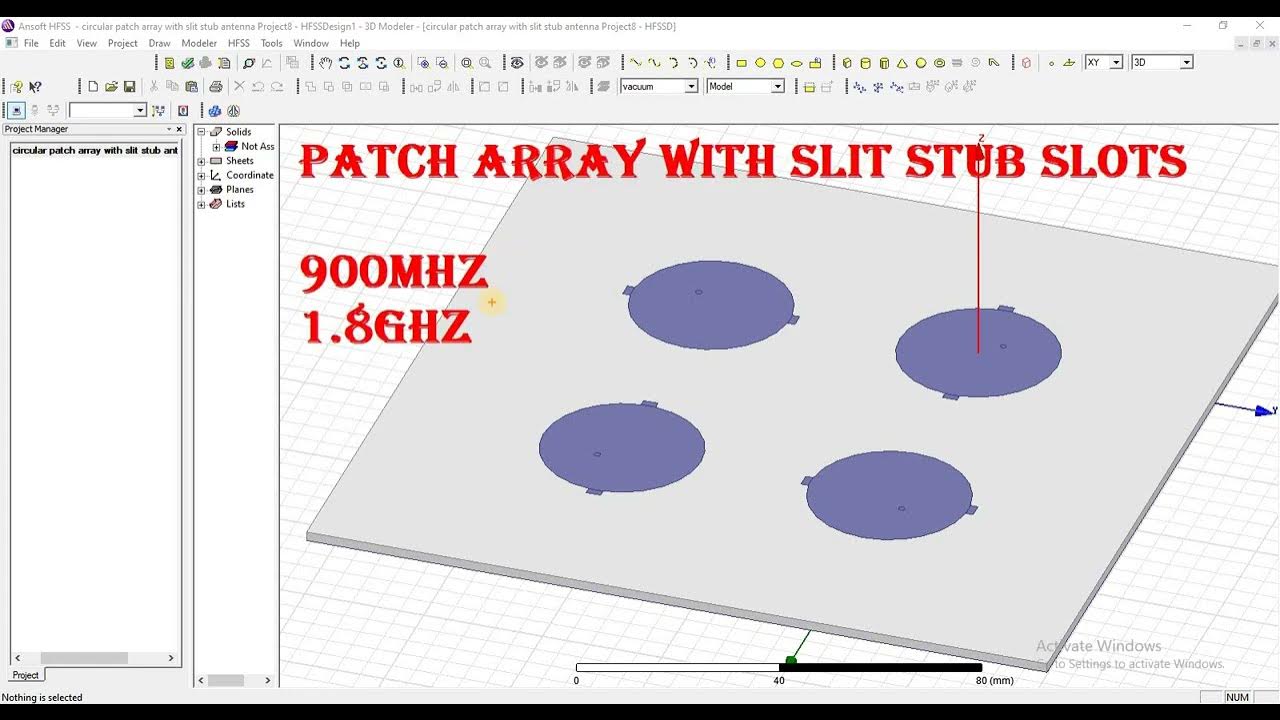 circular patch 2×2 series fed antenna array operating at 0.8GHz,0.9GHz ...