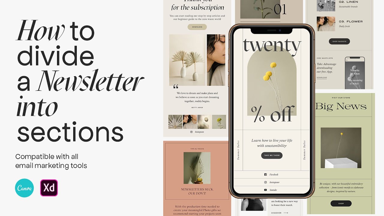 How to divide a newsletter into sections with a free online tool - YouTube