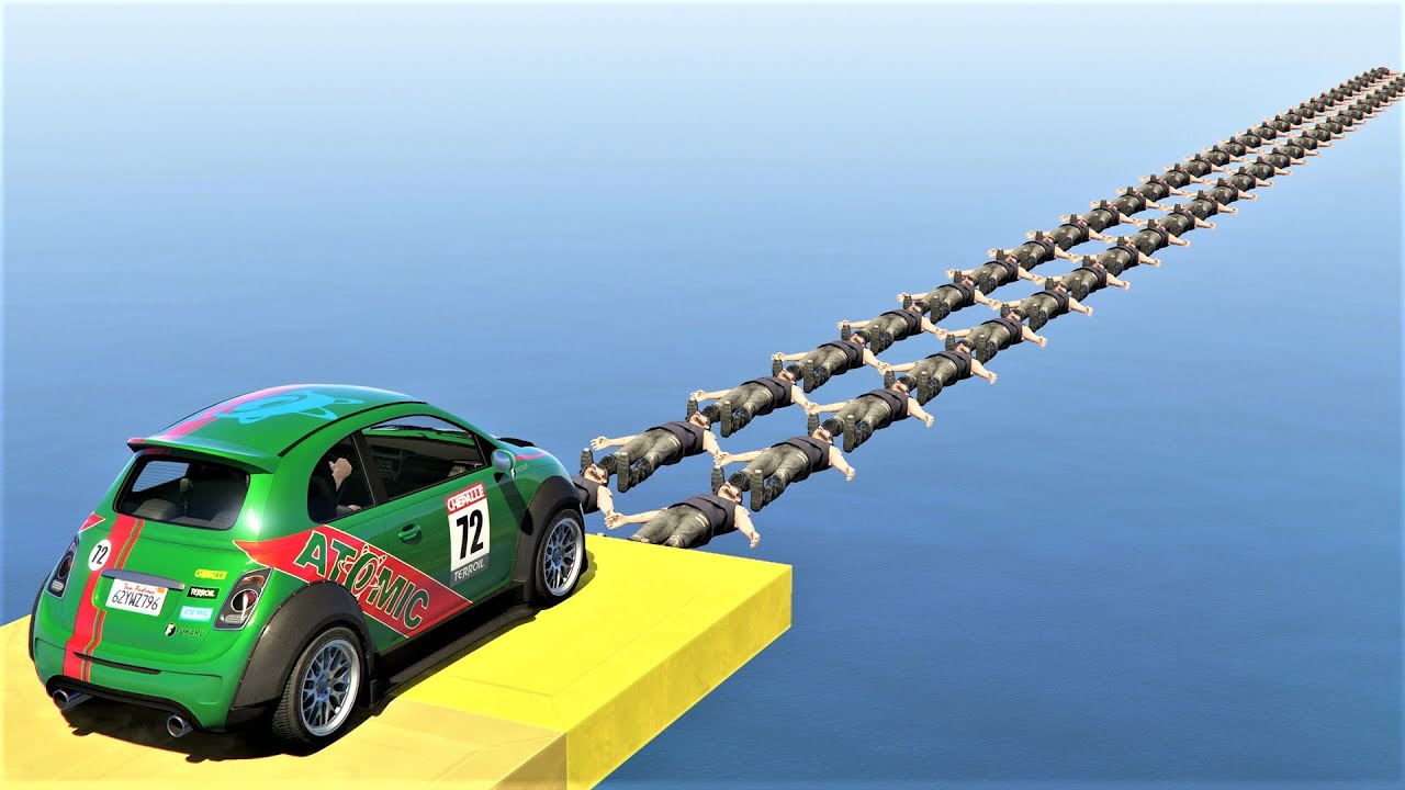 Tiny Car Takes On Towering human bridge | GTA Online - YouTube