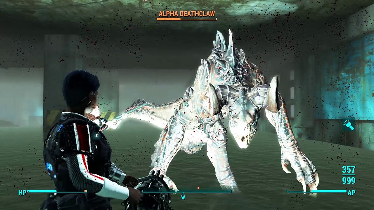 Fallout 4 PC (4K)-Ashmaker Minigun torchin an Alpha Deathclaw - YouTube