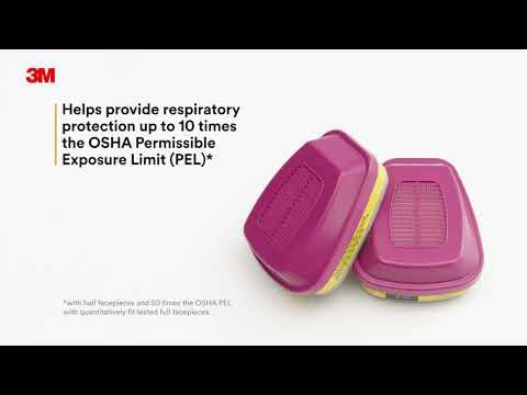 3M P100 Respirator Cartridge/Filter 60928, 1 Pair, Helps Protect Against Organic Vapors - YouTube