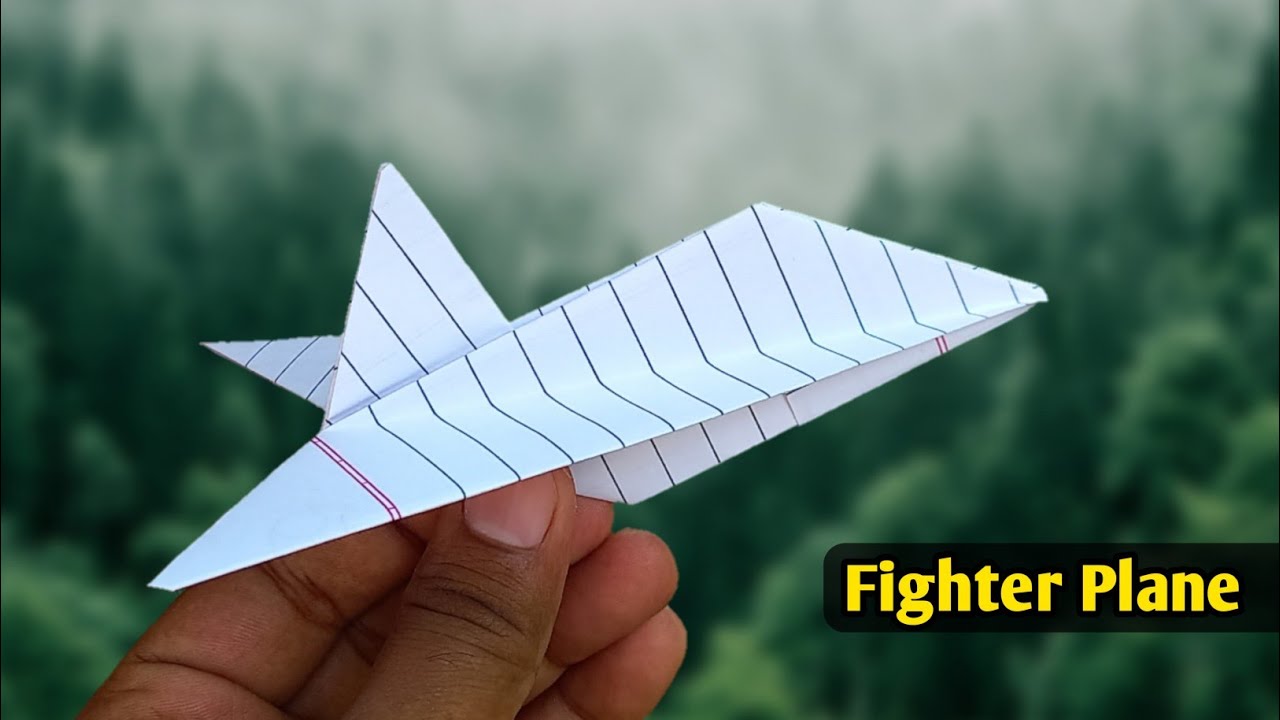 How To Make a Jet Fighter Paper Airplane that Fly Far || Origami Jet ...