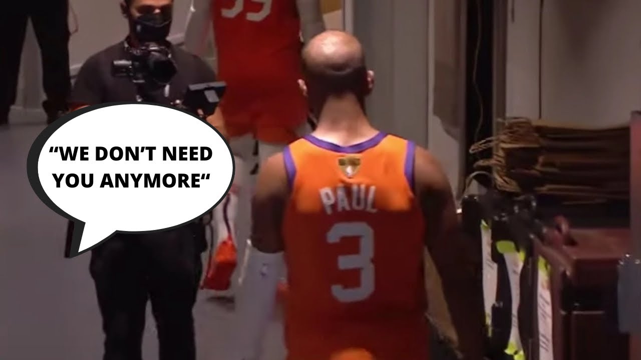 Chris Paul arriving to the Suns locker room after losing NBA Finals ...