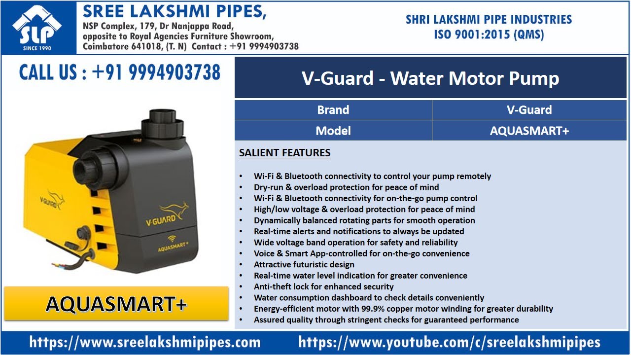 V-GUARD AQUASMART+ Water Motor Pump - YouTube
