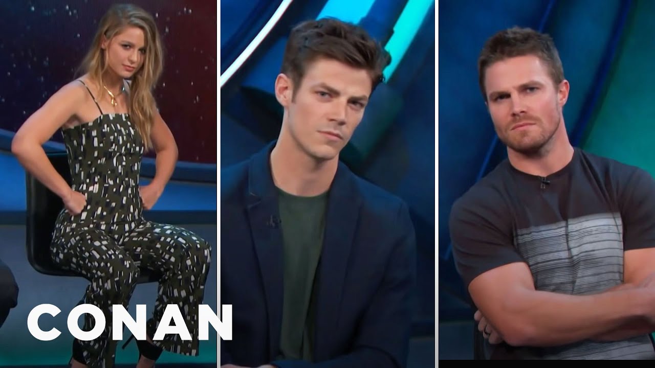 The CW Heroes Give Their Best "CW Smolder" Look | CONAN on TBS - YouTube