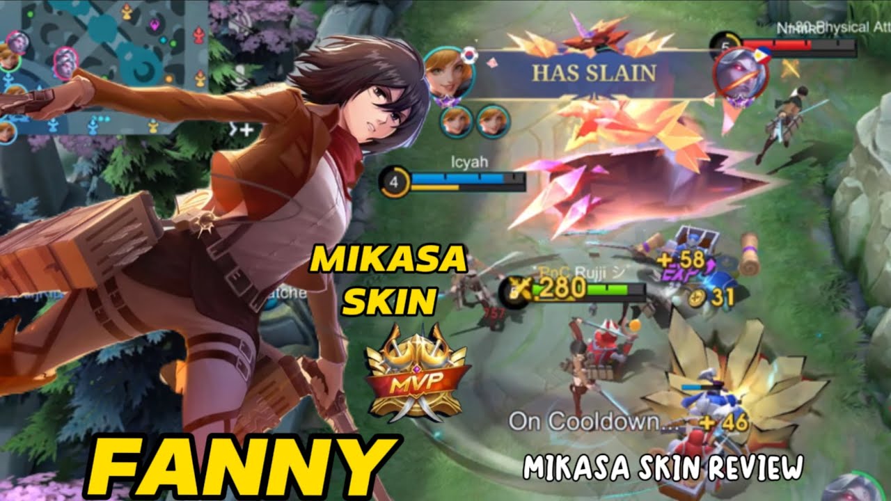 FANNY MIKASA SKIN REVIEW | MIKASA GAMEPLAY ATTACK ON TITAN SKIN ...
