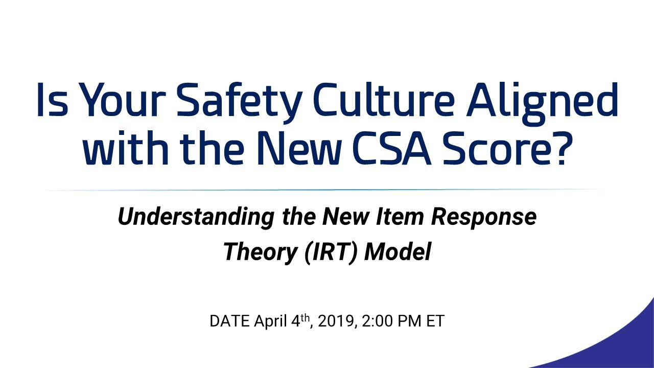 Is Your Safety Culture Aligned with the New CSA Score? - YouTube