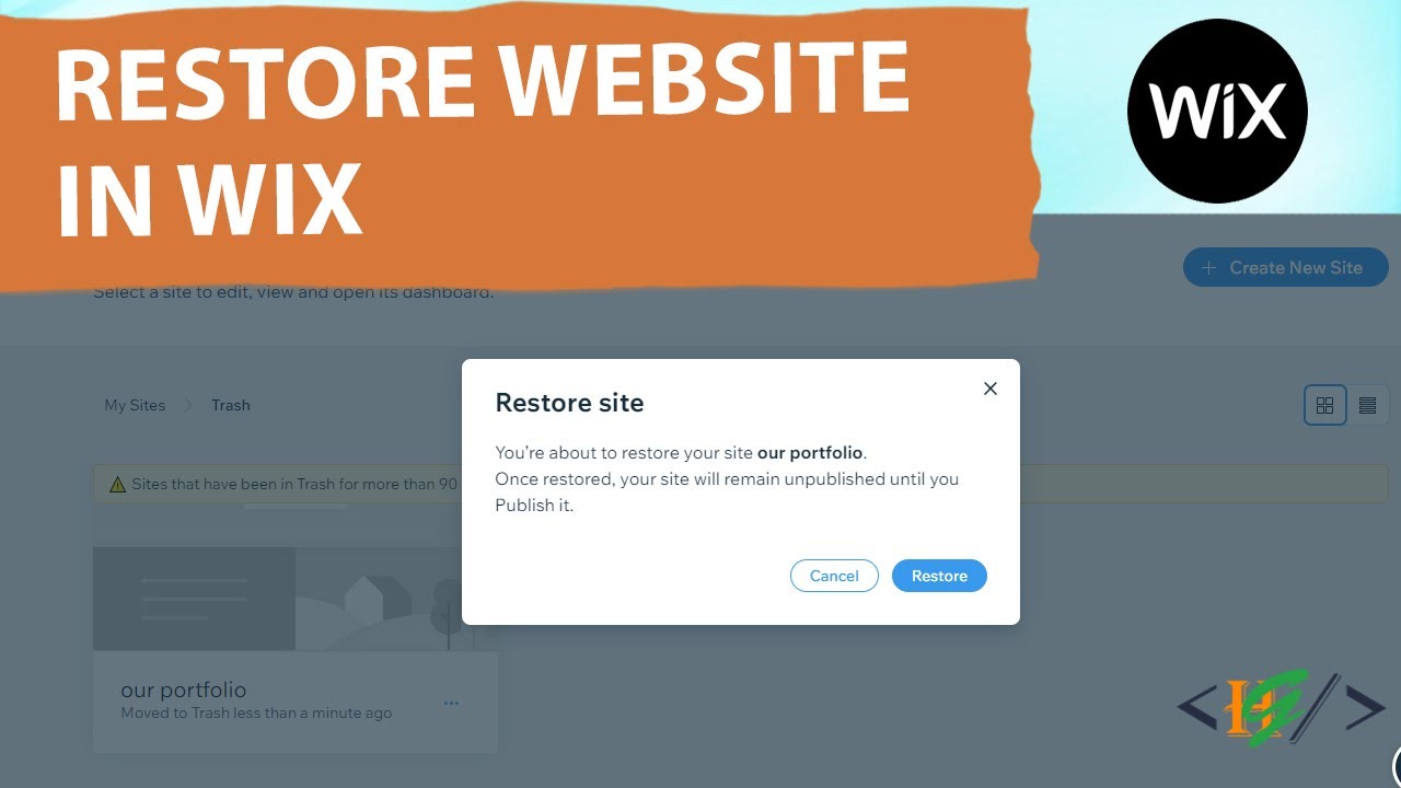 How to Restore Wix Website | Restore Site from Trash - YouTube