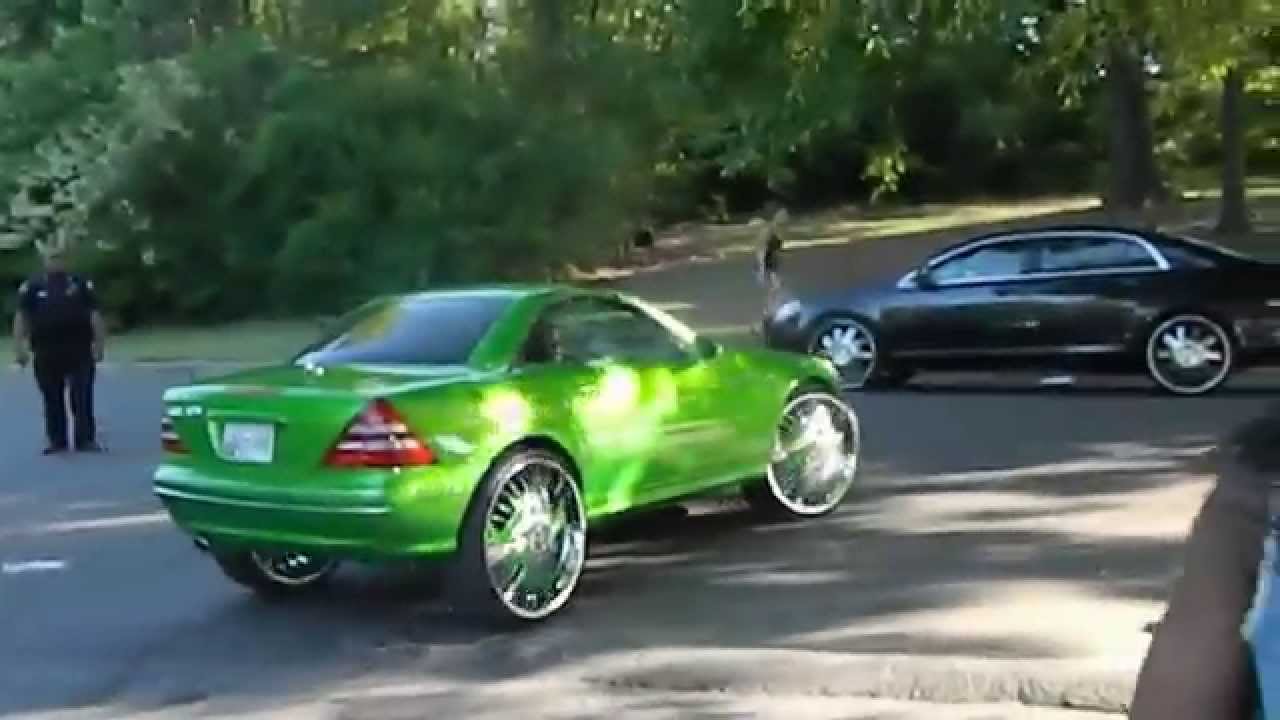 Kandy Green SLK Benz on 24" Dub Ragged - YouTube