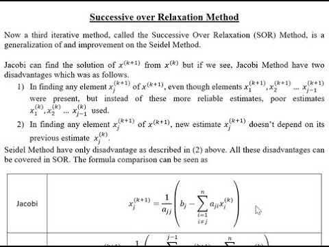 Relaxation / Successive Over Relaxation Method for System of Linear Equations - YouTube