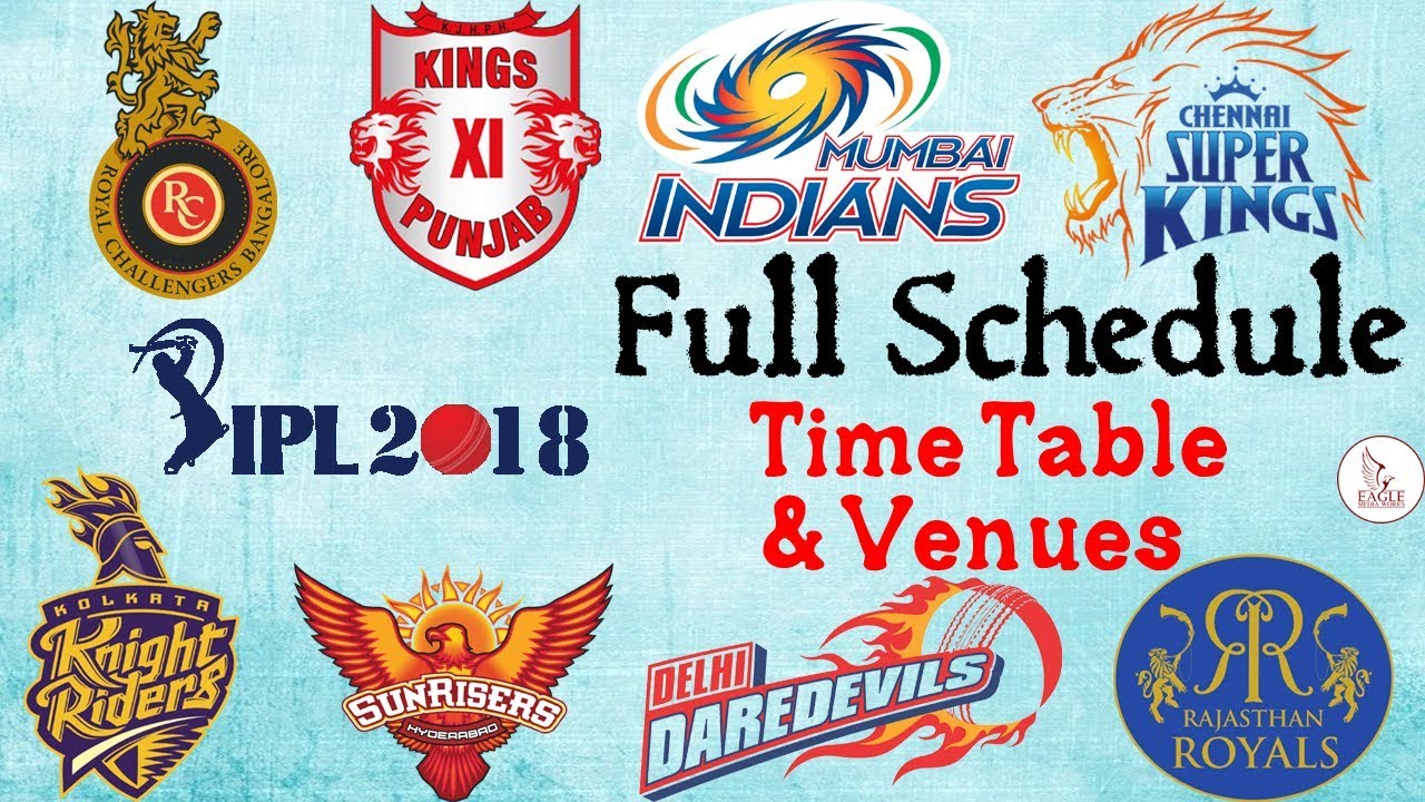 IPL 2018 SCHEDULE: Full Fixtures of Matches to be played by CSK, MI ...
