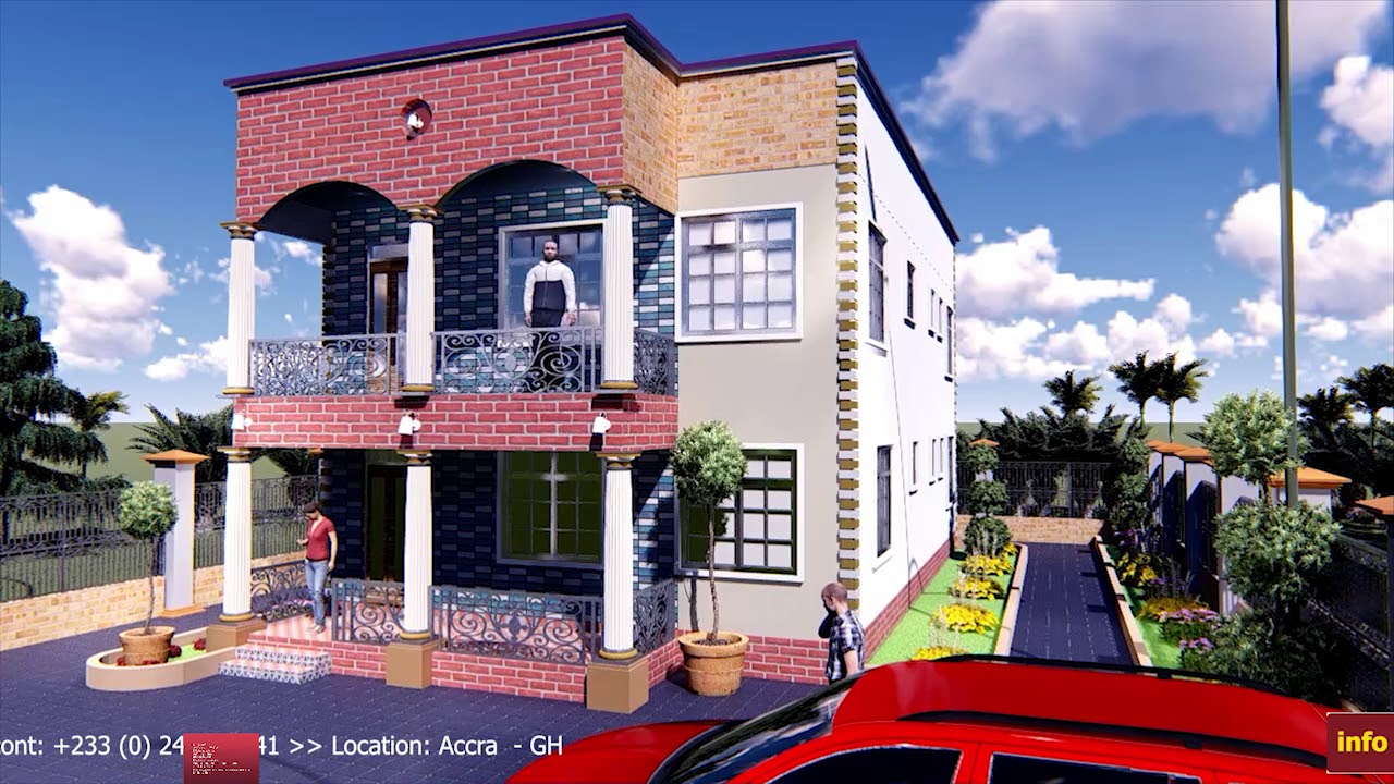 5 Bedrooms Two Storey 3D Animation By N E 0242736541 - YouTube