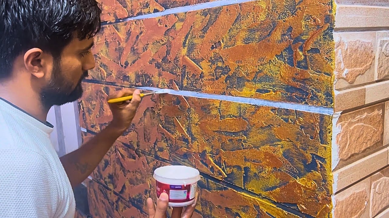 How to Make This 👆Design Step By Step | Letest modern wall Texture ...