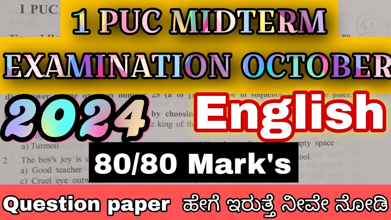 1 PUC midterm examination October 2024-2025/ English midterm exam ...