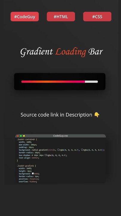 Create a Beautiful CSS Loading Bar in Under 1 Minute | CodeGuy #shorts #trending #coding # ...