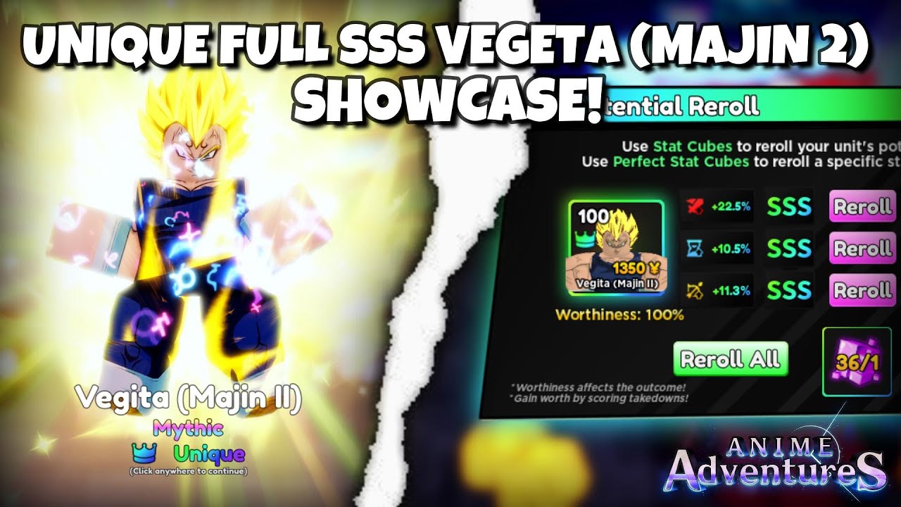 UNIQUE FULL SSS VEGETA/VEGITA (MAJIN 2) EVOLVED SHOWCASE! META GROUND ...