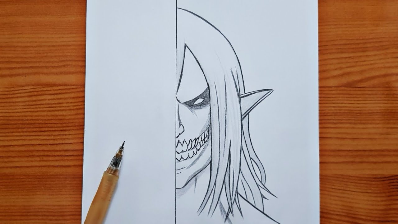 how to draw Eren | Eren Titan Form step by step | easy tutorial - YouTube