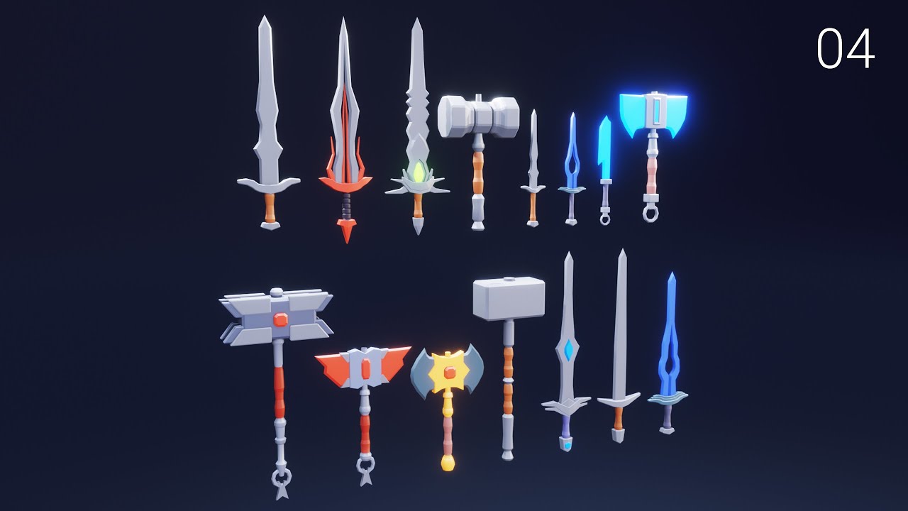 (BRAINCHILDART Armory #04) LOWPOLY Fantasy Weapons in Blender 2.90 ...