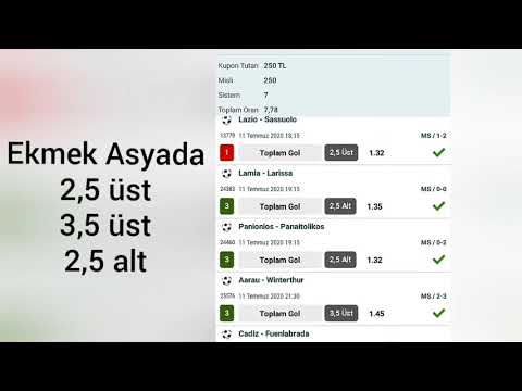 Ekmek Asyada 2,5 üst. 3,5 üst. 2,5 alt kupon woon. 2,5 üst ve 3,5 üst taktiği bir sonraki videoda