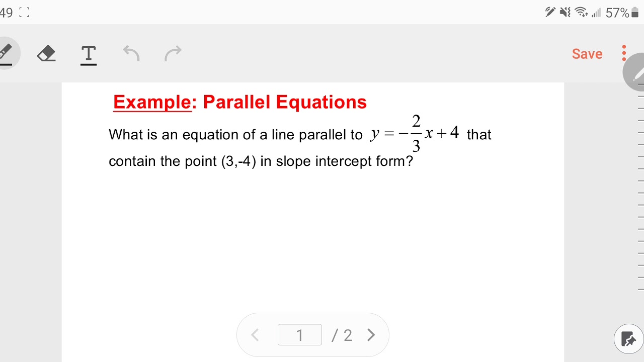 Write Parallel and Perpendicular Equations in Slope Intercept Form ...