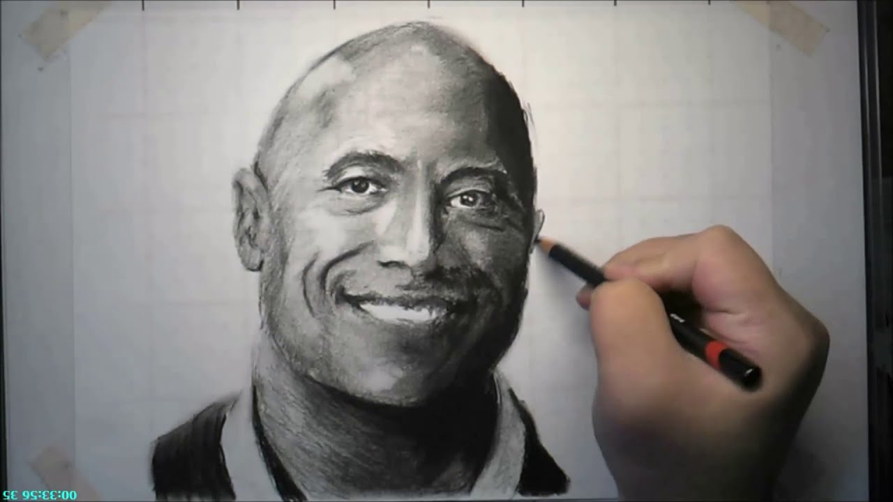 Ex 0178/2000 How to draw Dwayne Johnson / Pencil Sketch drawing / Speed ...