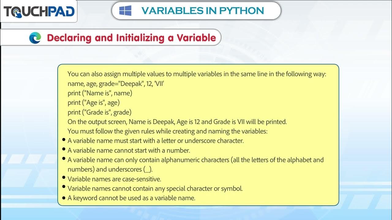 𝐕𝐚𝐫𝐢𝐚𝐛𝐥𝐞𝐬 𝐢𝐧 𝐏𝐲𝐭𝐡𝐨𝐧 |𝐂𝐡 𝟎𝟖|𝐏𝐥𝐚𝐲 𝐕𝐞𝐫 𝟐.𝟎|𝐂𝐥𝐚𝐬𝐬 𝟎𝟔 - YouTube