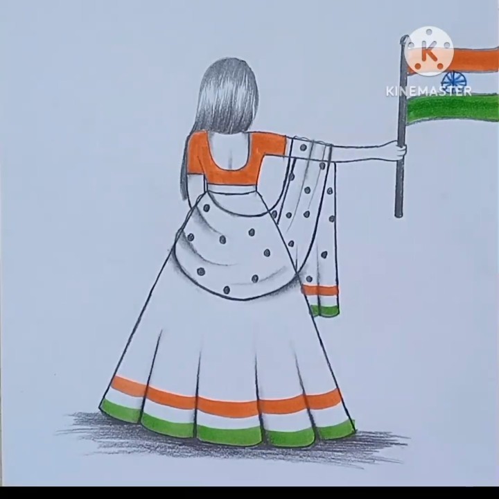 How to draw a girl holding national flag|republic day ki drawing # ...
