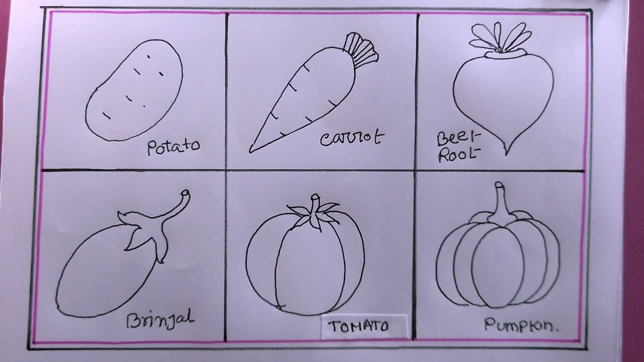 how to draw different types of vegetables - YouTube