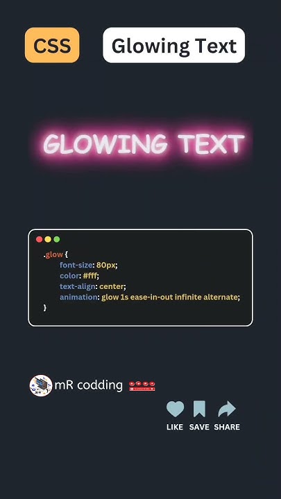Glowing Effects Text | Glowing Effects In CSS #mrcodding #shorts #viral - YouTube