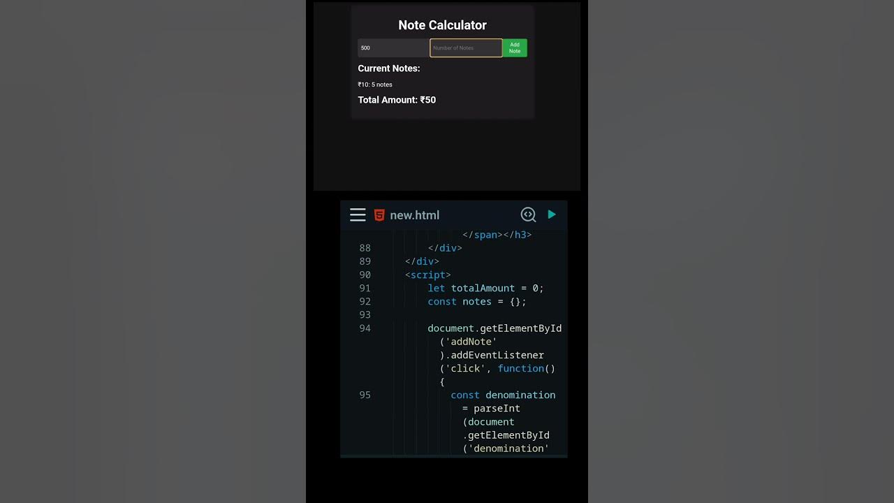 Rupees calculator #html#css#webdevelopment #coding #programming#begginers #learn #shorts - YouTube