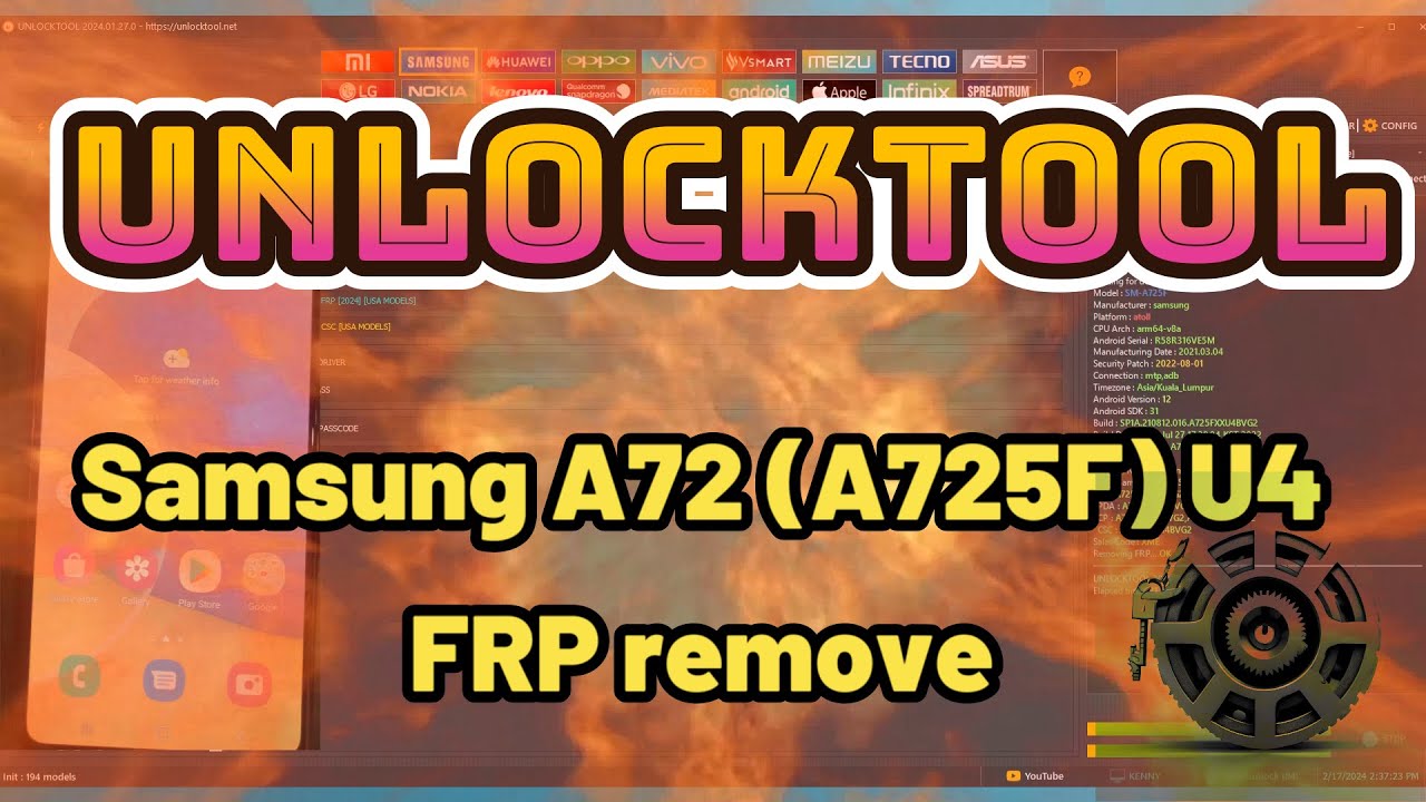 【Samsung FRP Reset】📱A72 (A725F) U4 - FRP Reset Unlock Tool 🛠 - YouTube