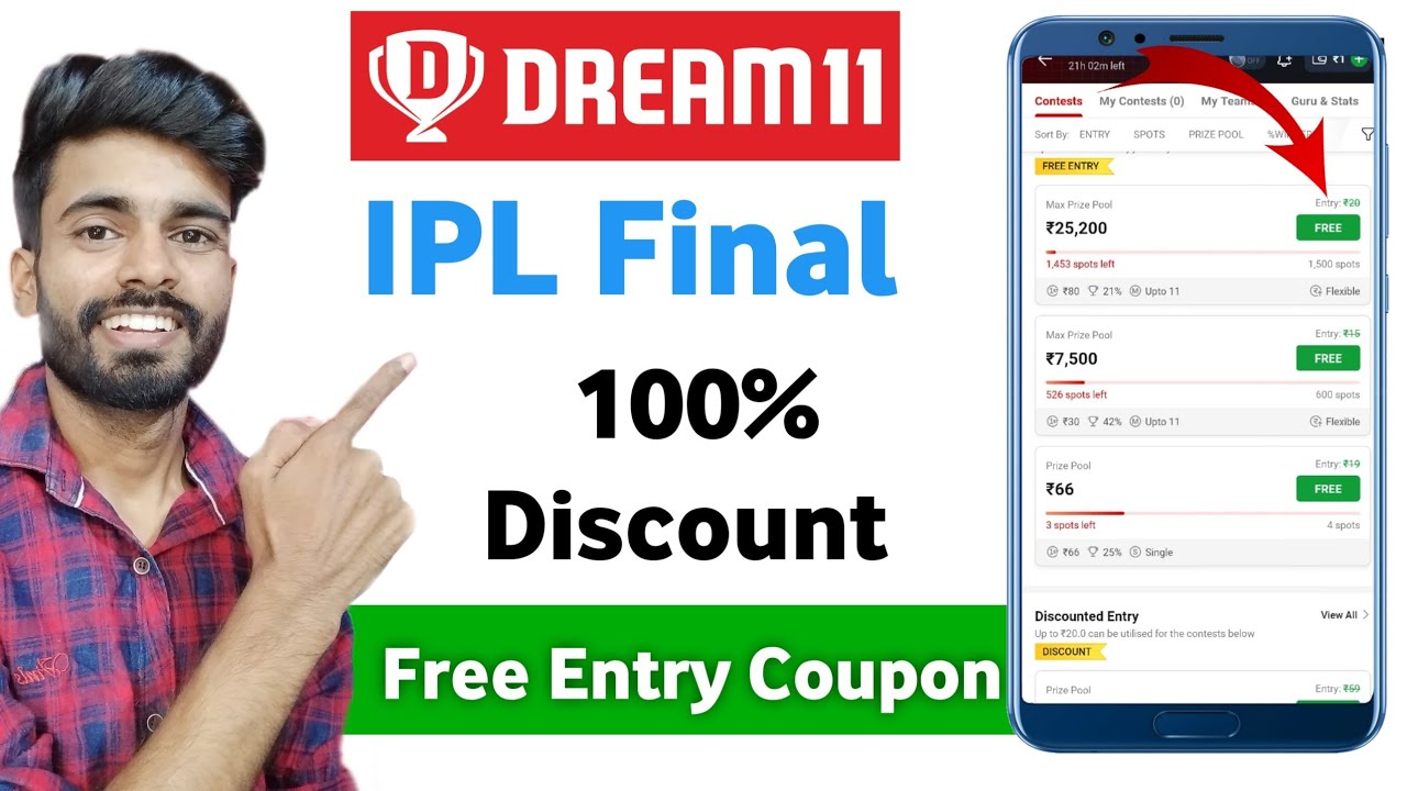 Dream11 free entry coupon code today | dream11 discount coupon code ...