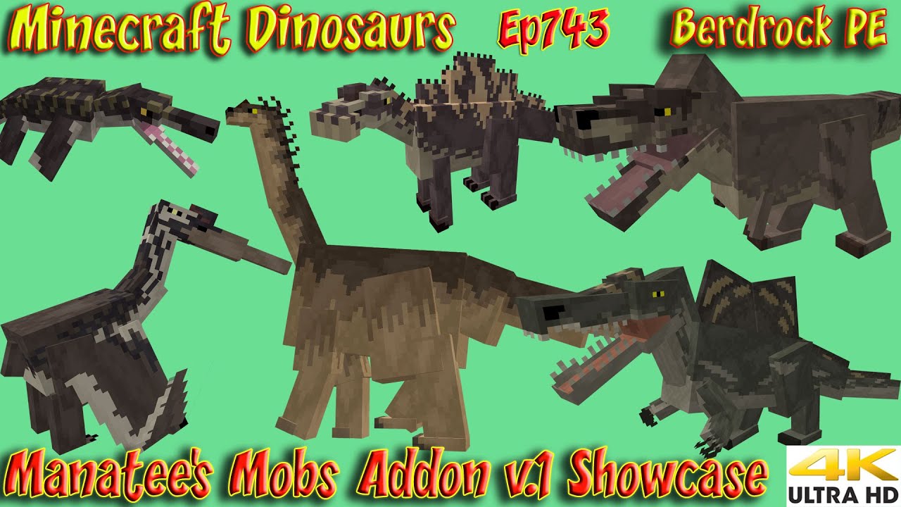 Manatees Mobs Addon Showcase Minecraft Bedrock PE Minecraft Dinosaurs ...