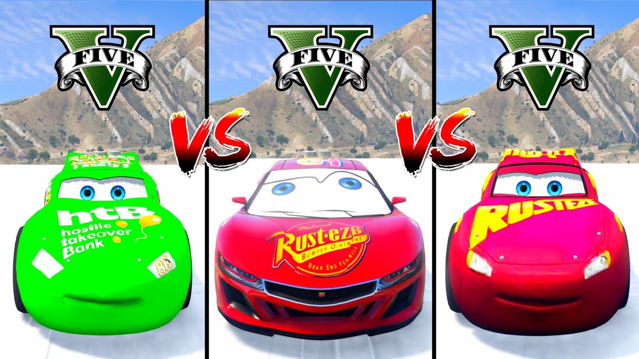 Lightning McQueen Racing Center Vs htB McQueen Vs Jester McQueen In GTA ...