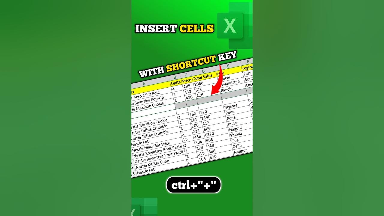 How to insert cells with shortcut key ⁉️🤔 #shorts #excel #exceltips - YouTube
